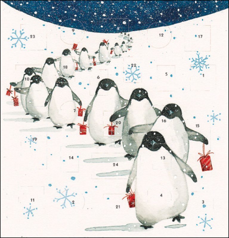 Penguins Advent Calendar Card | 15.8x15.8cm | Woodmansterne – Me & Mimi